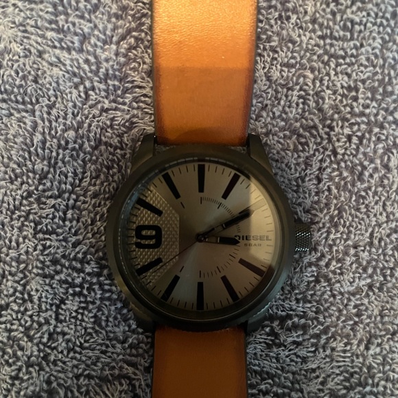 Diesel | Accessories | Mens Diesel Watch Brown Leather Band Gunmetal ...